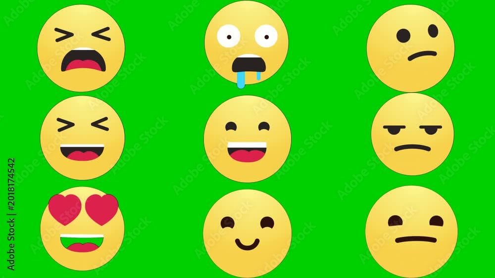 Reaction animation on green screen chroma key background including ...