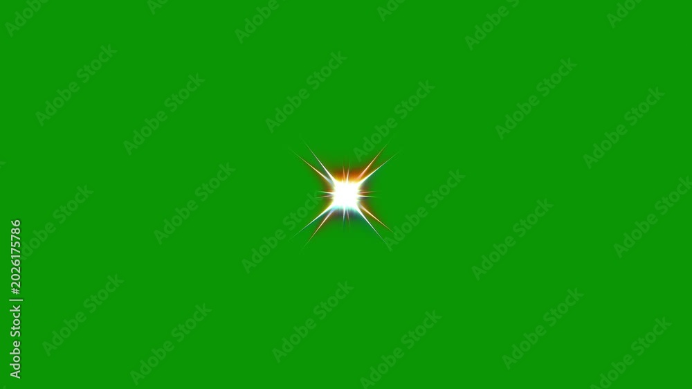 Isolated white star lens flare shining on green screen background magic ...