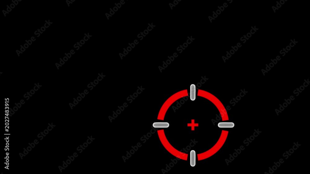 Red target reticle moving across screen overlay animation Stock Video ...