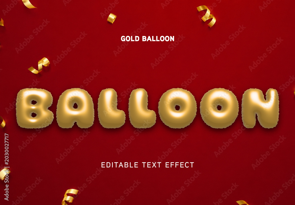 Gold Balloon Text Effect Stock Template | Adobe Stock