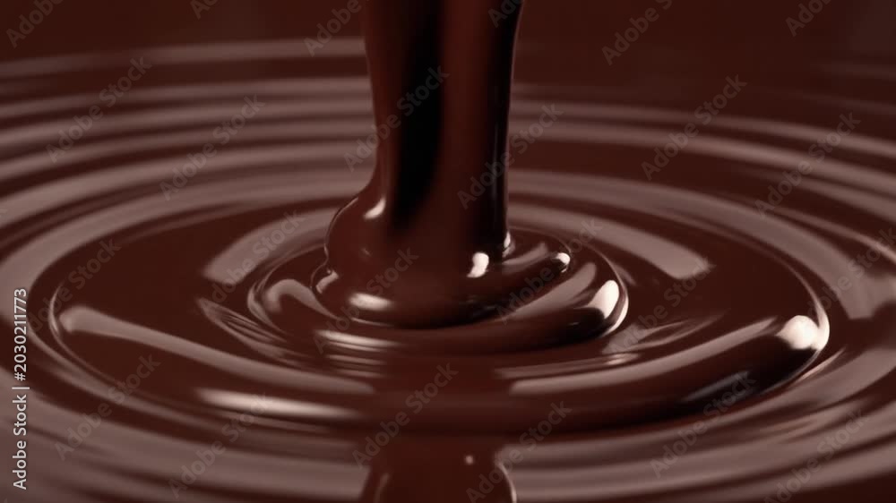 Macro molten chocolate flow with glossy texture and rich cinematic ...