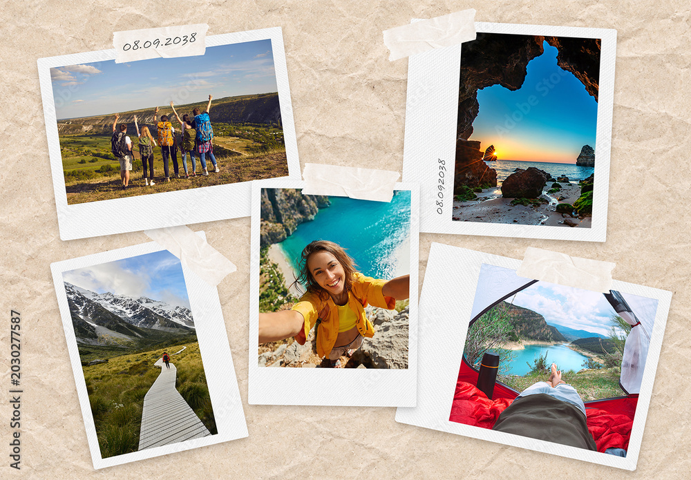 Polaroid Photo Scrapbook Mockup Template, Instant Film Picture Border ...