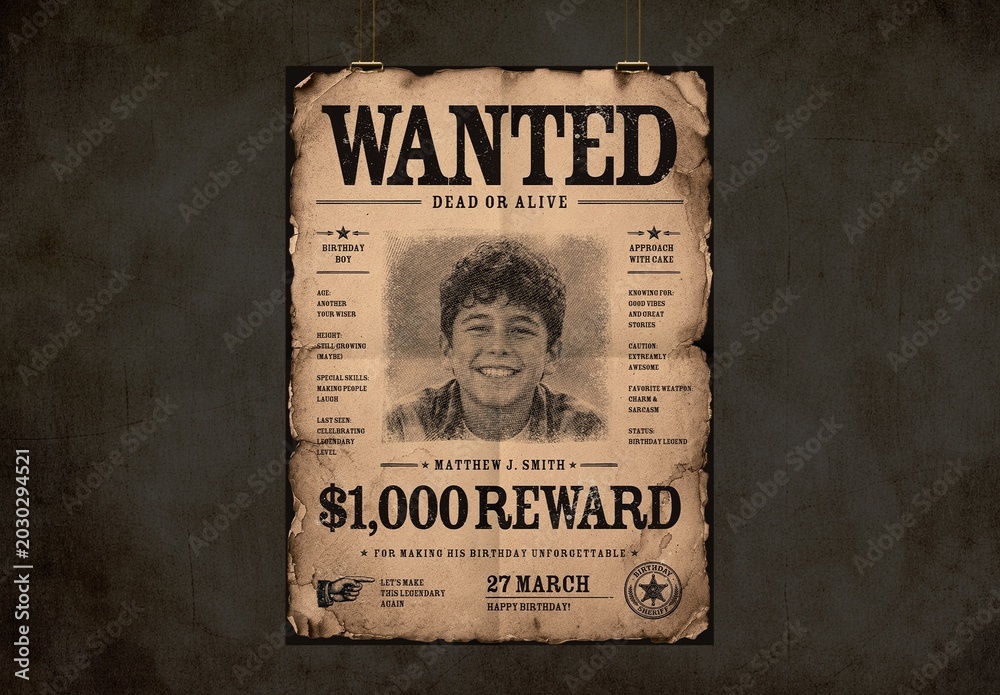 Vintage Wanted Poster Template, Old West Western Flyer & Retro Bounty ...