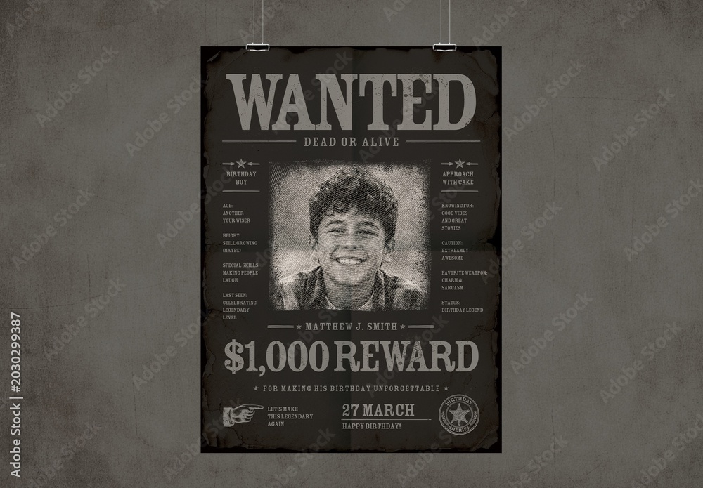 Vintage Wanted Poster Template, Old West Western Flyer & Retro Bounty ...