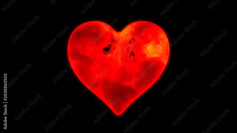 Burning Ink Heart - Intense Forming Animated Symbol on Black Background ...