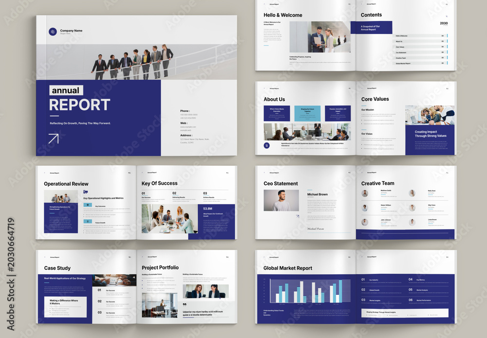 Annual Report Landscape Layout plantilla de Stock | Adobe Stock