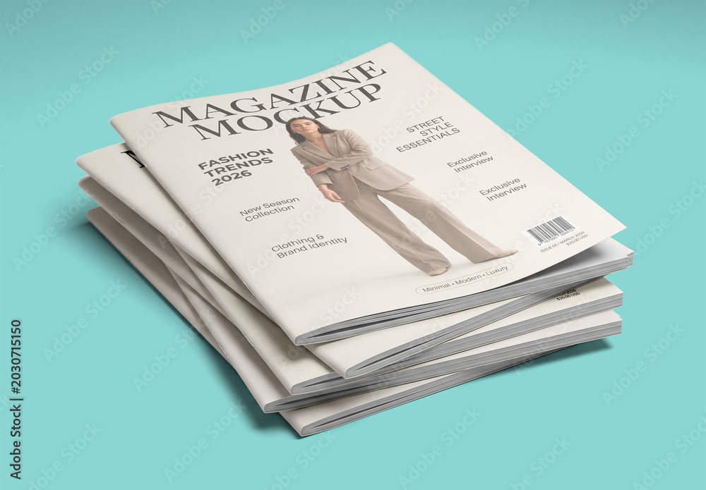 Stacked magazine mockup Stock Template | Adobe Stock