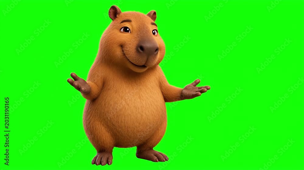 3D animated capybara character talking and explaining, cute comic ...