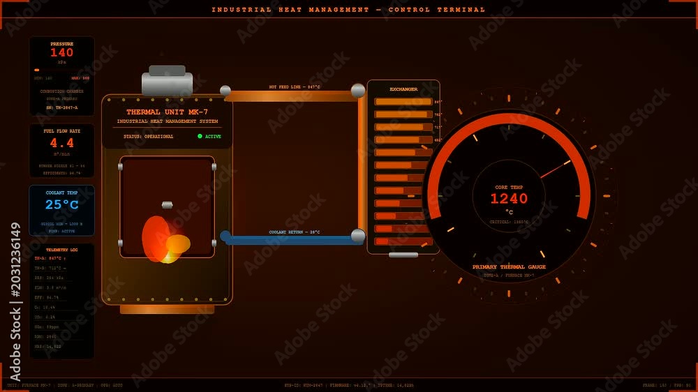 As part of an industrial heat management routine, the digital dashboard ...