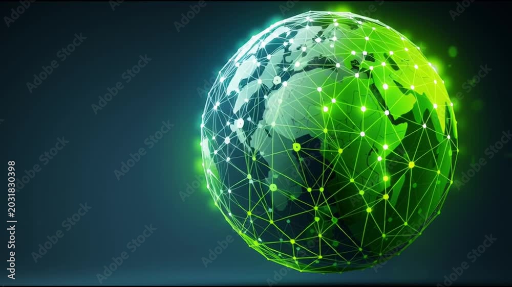 abstract business connection of line from nail node to node on world ...