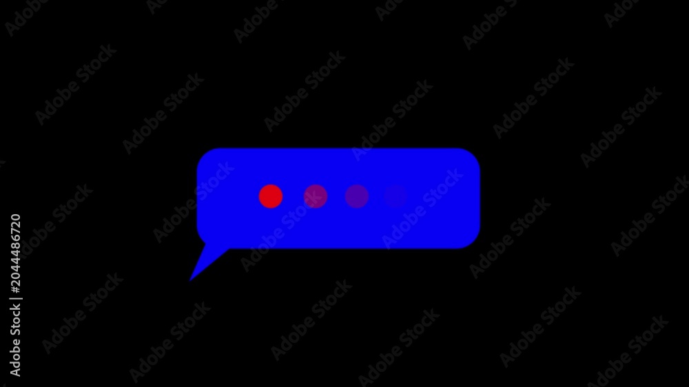 Animated blue chat bubble with typing indicator dots for messaging ui ...