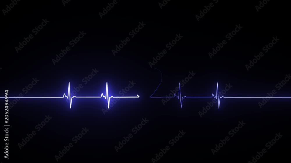 Neon Ekg line animation Heart beat. . EKG heart rate display screen ...