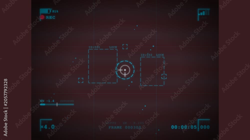 Sci-fi camera recording interface with digital hud overlays Stock ビデオ ...